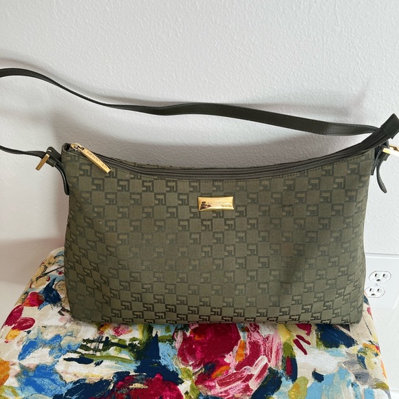 St. John | Bags | St John Olive Green Canvas And Leather Shoulder Bag ...